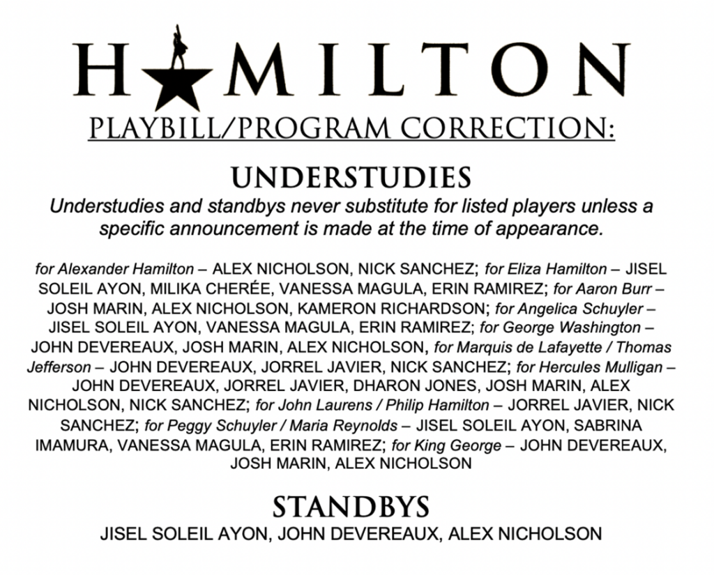 Cast Board - North American Tour - Hamilton Official Site
